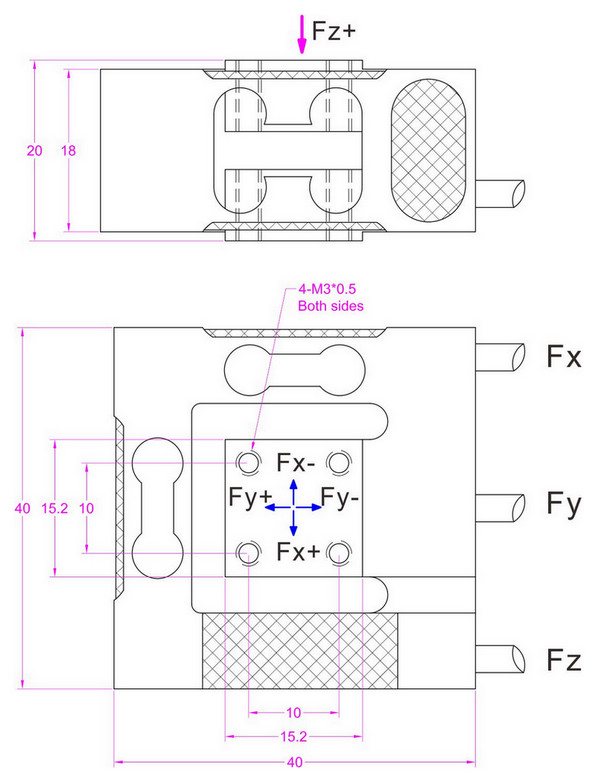 Triaxial load cell 1kg multi axis load cell 10N triaxial force sensor 2lb