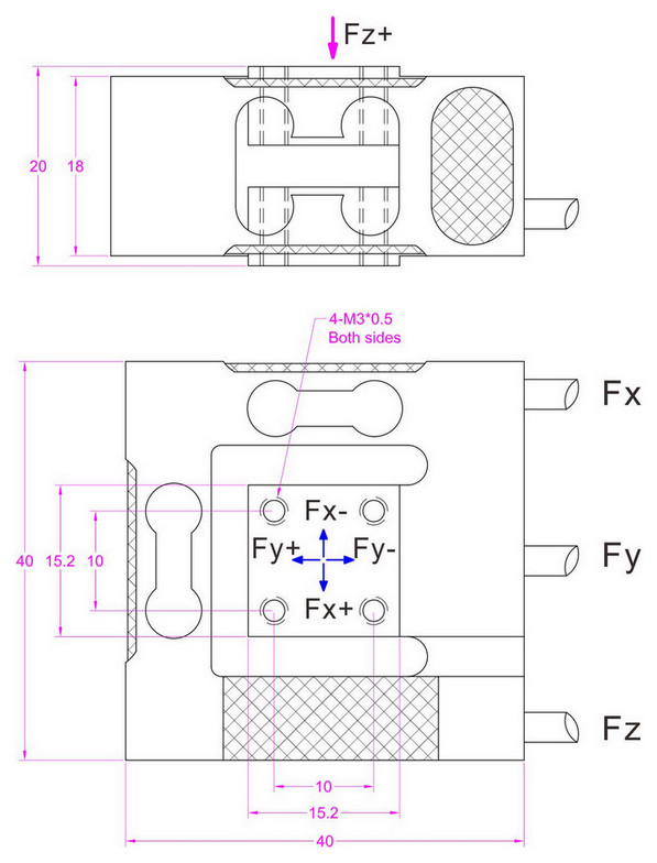 3 Axis Force Transducer 50N Triaxial Force Sensor 5kg Triaxial Load ...