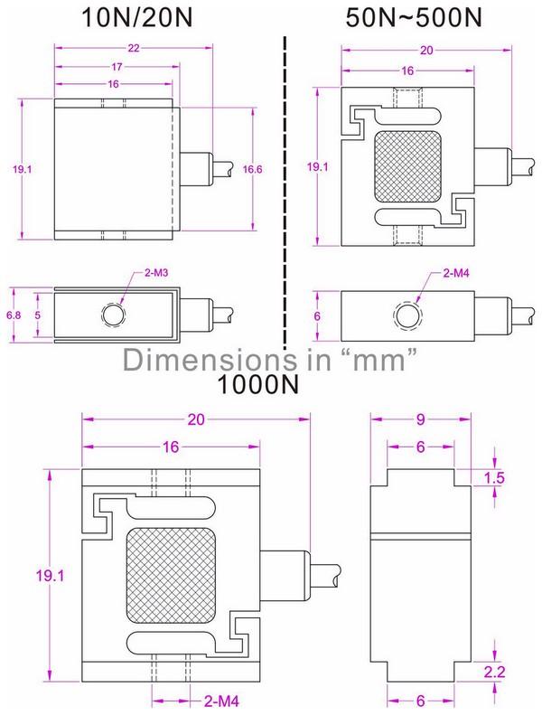 Miniature force sensor 50N mini load cell 5kg tension compression force ...