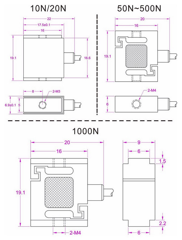 Miniature compression load cell 50N compression force measurement ...