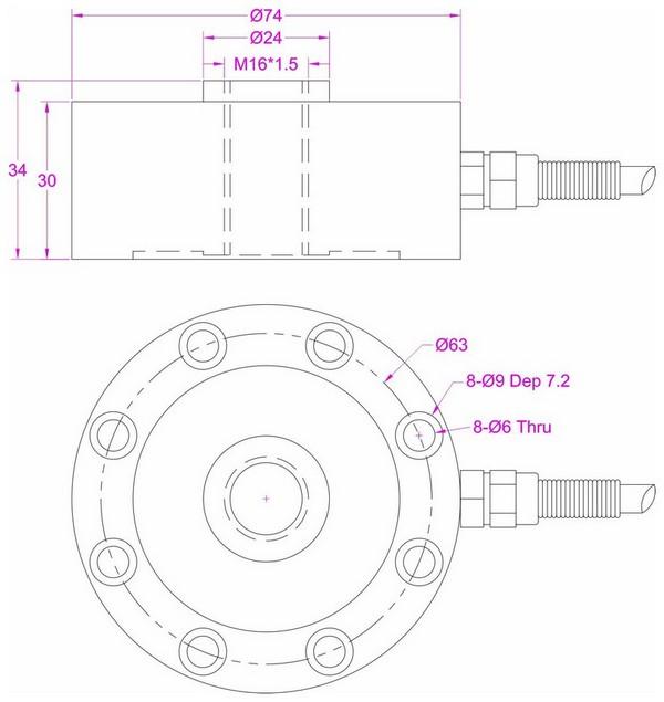 Pancake load cell 500kg compression load cell 5kN compression force ...