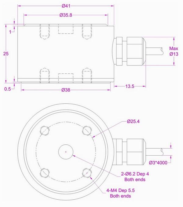 Flange load cell 20kN 10kN 5kN 2kN 1kN 500N tension/compression force ...