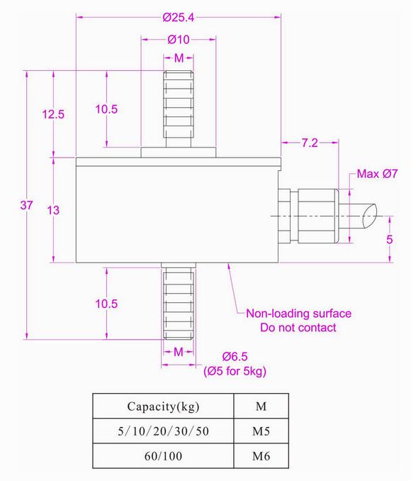 M5/M6 threaded load cell 1kN 500N 200N 100N 50N compression force ...