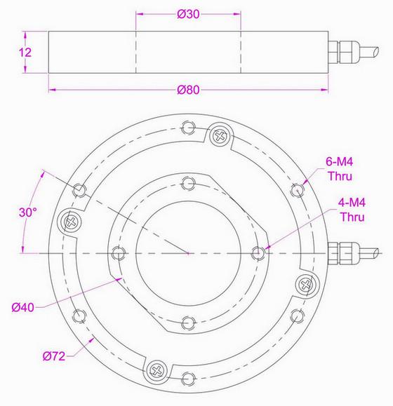 Low Profile Through Hole Reaction Torque Transducer 5Nm 10N*m Thin ...