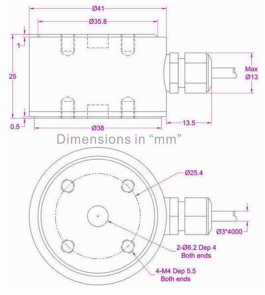 Flange Type Load Cell 20kN 10kN 5kN 2kN 1kN 500N 200N Flange Mounted ...