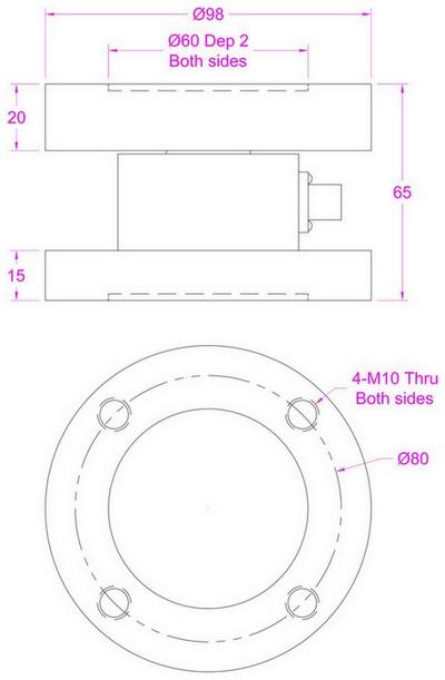 2-axis Load Cell Biaxial Force Sensor Thrust Torque Measurement