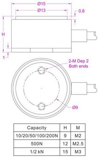 Micro Column Load Cell 500N 1kN 2kN Small size Compression Force Sensor